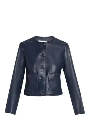 Veronica Beard Veronica Beard Andrea Leather Jacket Navy
