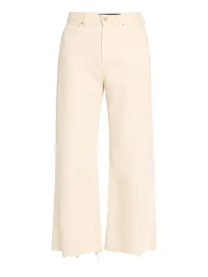 Veronica Beard Taylor Cropped Wide Leg Jeans - Ecru
