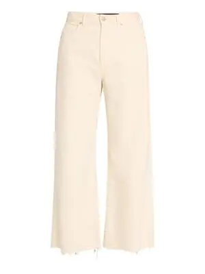Veronica Beard Taylor Cropped Wide Leg Jeans - Ecru