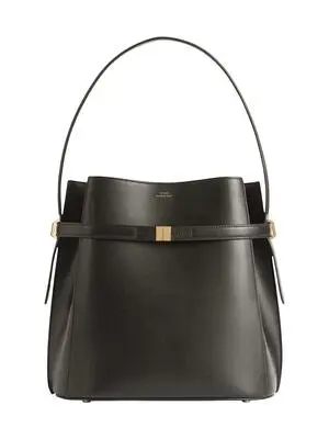 TOTEME Belted Napa Leather Bucket Bag - Bark