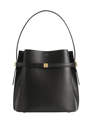 TOTEME Belted Napa Leather Bucket Bag Black