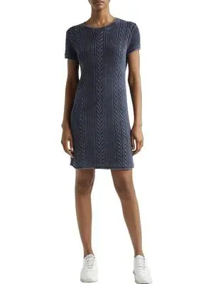 ATM Anthony Thomas Melillo Stonewash Cable Cotton Sweater Dress - Midnight