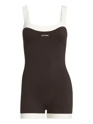 Adidas Ivy Park 60s Swim Unitard - Dark Brown/cream White