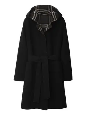 Burberry Mid-length Reversible Wool Car Coat - Black