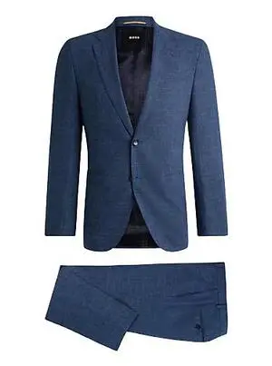 BOSS Regular-fit Single-breasted Stretch Wool-blend Suit 44