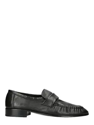 THE ROW Gathered Leather Loafers - Black