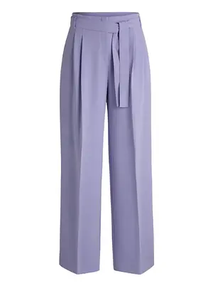 BOSS Wide-leg High-rise Belted Trousers - Medium Purple