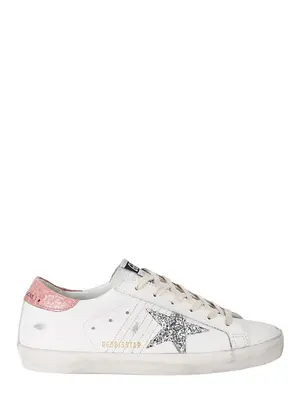 GOLDEN GOOSE Superstar Star-embroidered Leather Low-top Trainers - Pink Comb