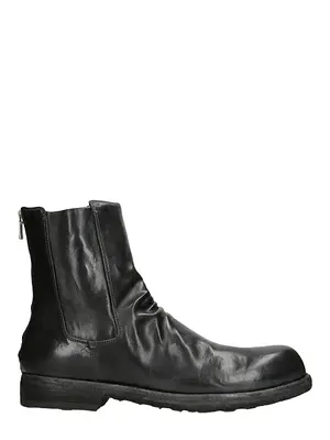 Officine Creative Bulla Crinkled-leather Zip-up Chelsea Boots - Black