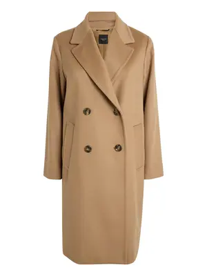 Max Mara Wool Double-Breasted Coat Beige
