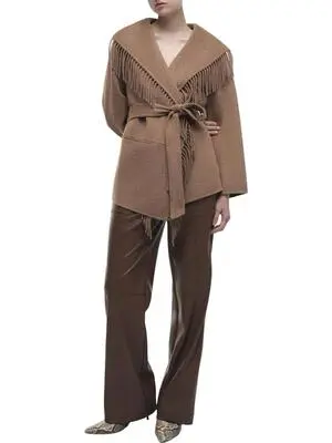 Simkhai Rowen Fringe Belted Jacket - Beige