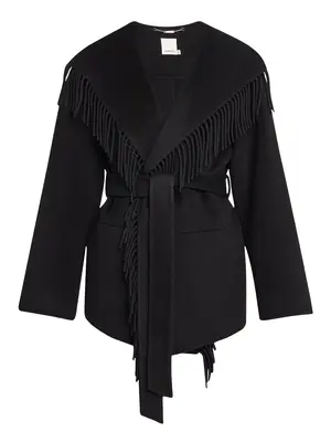 Simkhai SIMKHAI Rowen Fringe Belted Jacket Black
