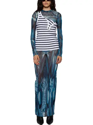 JEAN PAUL GAULTIER Corché-print Maxi Dress - Blue