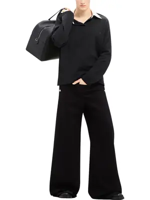 COURREGES Wide-leg Cotton-blend Trousers - Black