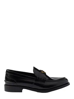 Prada Brushed Leather Loafers - Black