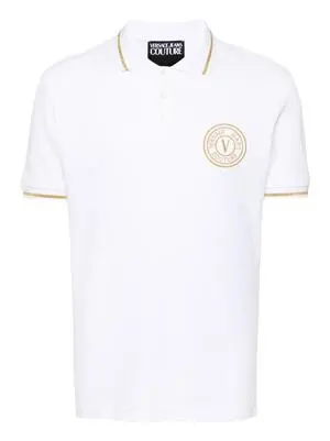 Versace Logo-embroidered Cotton Polo Shirt - White