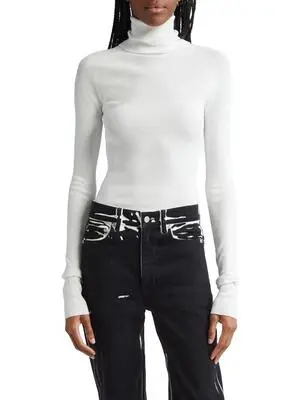 Proenza Schouler Longline Ribbed Turtleneck Top - White