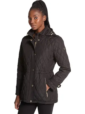 Michael Kors Quilted Hooded Jacket - Black