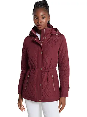 Michael Kors Michael Kors Quilted Hooded Jacket Red