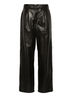 LEMAIRE Belted Lambskin Pants - Brown