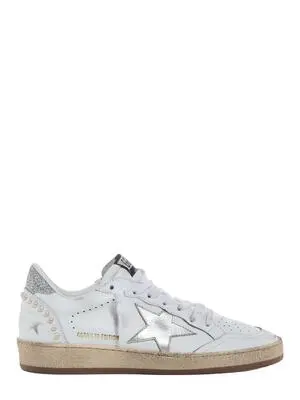GOLDEN GOOSE Ball Star Embellished Low Top Sneakers - White/silver