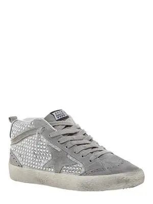 GOLDEN GOOSE Mid Star Embellished Mid Top Sneakers - Silver