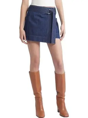 RAILS Deanna Belted Denim Wrap Miniskirt