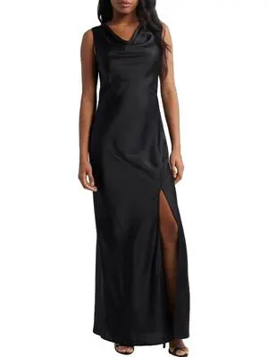 WAYF WAYF Lea Cowl Neck Satin Gown