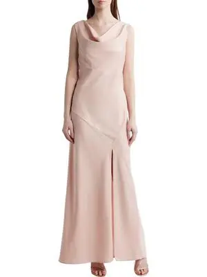 WAYF WAYF Lea Cowl Neck Satin Gown Blush