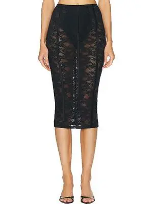 FLEUR DU MAL Lace Pencil Skirt - Black
