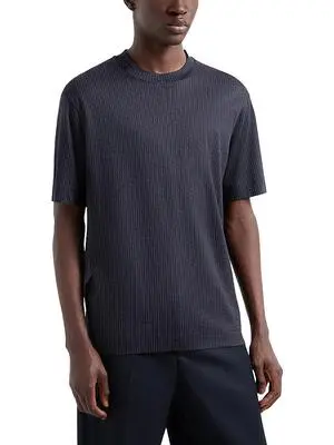 Emporio Armani Pinstriped Tee - Navy Blue