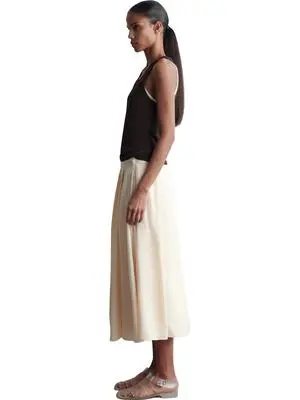 Cos Pleated A-Line Midi Skirt Cream