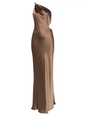 Michelle Mason Michelle Mason Asymmetrical Silk Gown Brown
