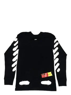 Off-White Incomplete Spray Paint Long Sleeve Tee Shirt - Black