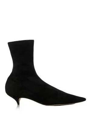 THE ROW Liisa Suede Booties - Black