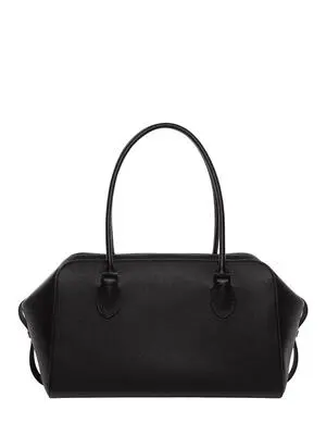 THE ROW E/w Leather Bowling Bag Black