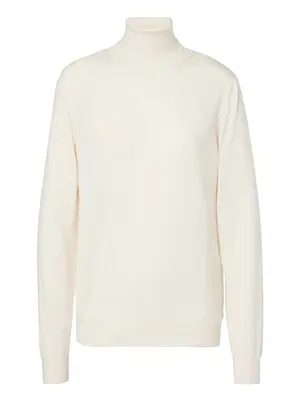 THE ROW Heva Wool Jersey Turtleneck Sweater - White