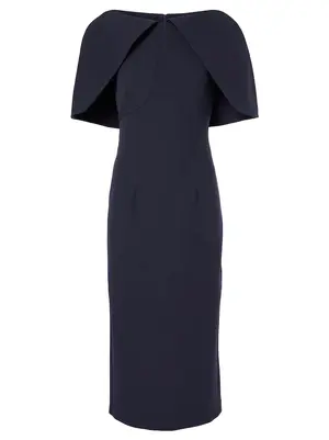 Safiyaa Barb Draped Crêpe Midi Dress - Blue