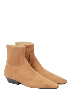Khaite Marfa Suede Ankle Boots - Beige