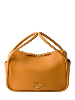 Prada Prada Flou Zip Leather Top-Handle Bag Ambra