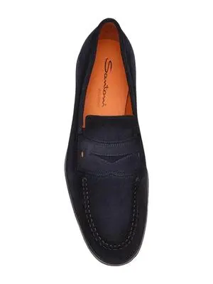 Santoni Easy Suede Penny Loafers - Blue