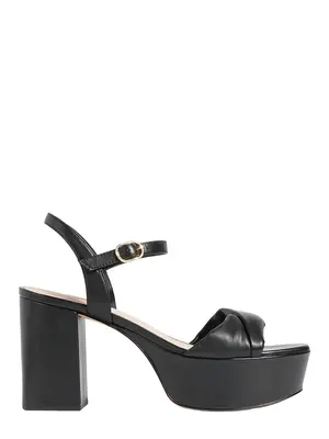 STUART WEITZMAN Twisted Leather Platform Sandals Black