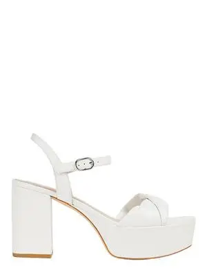 STUART WEITZMAN Leather Platform Sandals - White