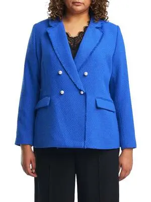 ESTELLE Courtney Bouclé Tweed Blazer - Blue