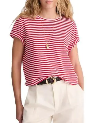 Madewell Stripe Boxy Crop Slub T-shirt - Festival Red