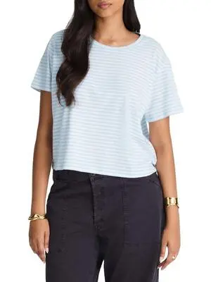 Madewell Stripe Boxy Crop Slub T-Shirt Iced Blue