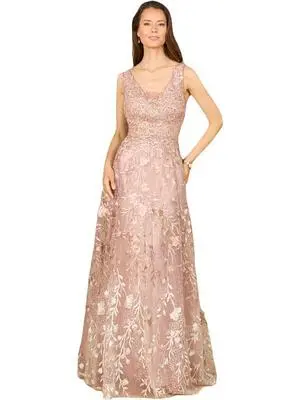 LARA NEW YORK Ombre Lace Ballgown - Blush