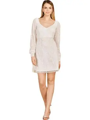 LARA NEW YORK V-neck Beaded Dress - Ivory