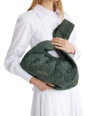 Patou Le Biscuit Large Shoulder Bag - Green