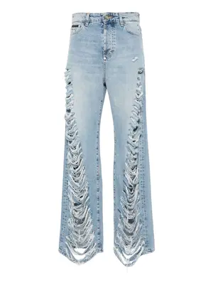 Philipp Plein Ripped Trousers - Blue
